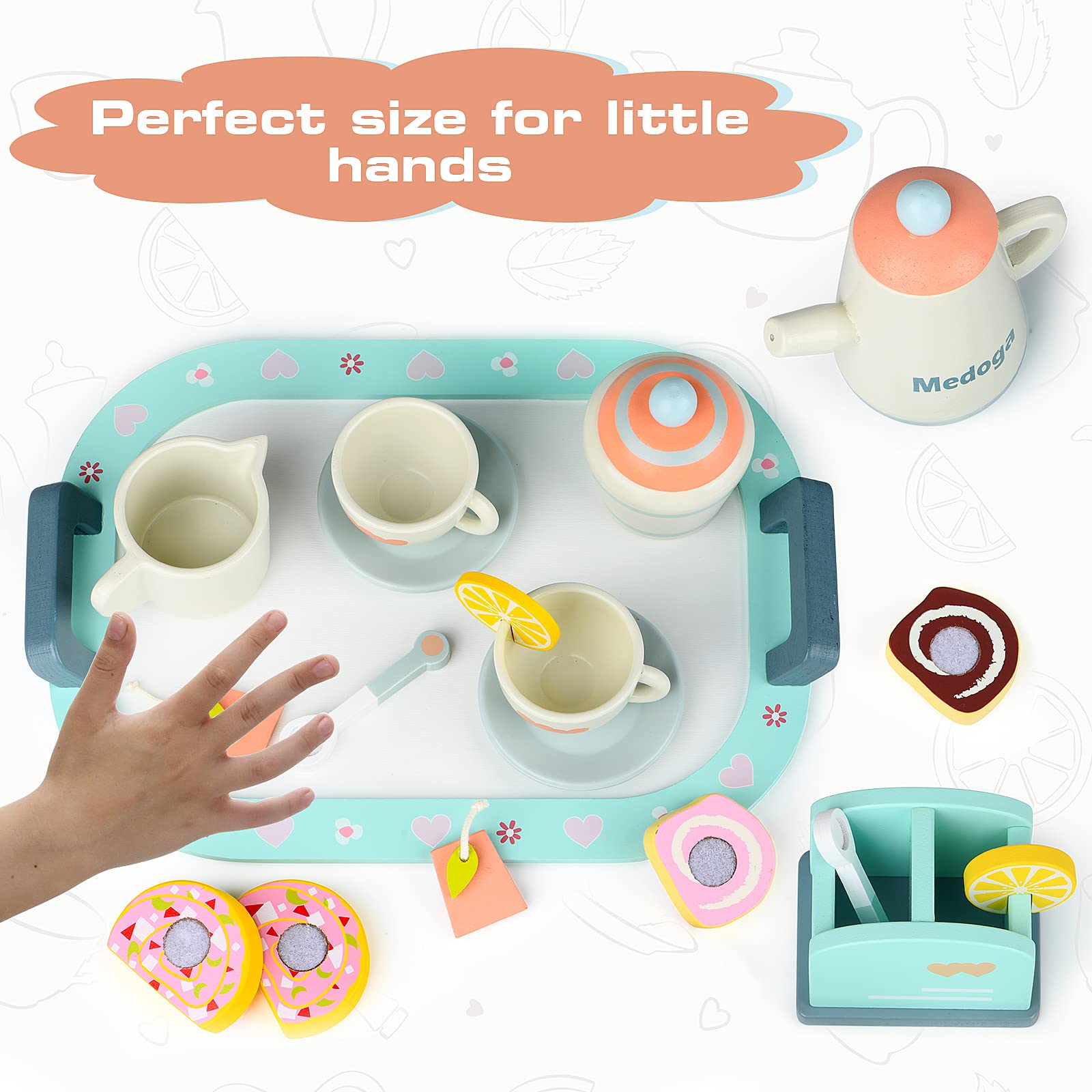 Mua Wooden Tea Set Toy Play Kitchen Accessories for Kids Pretend Play ...