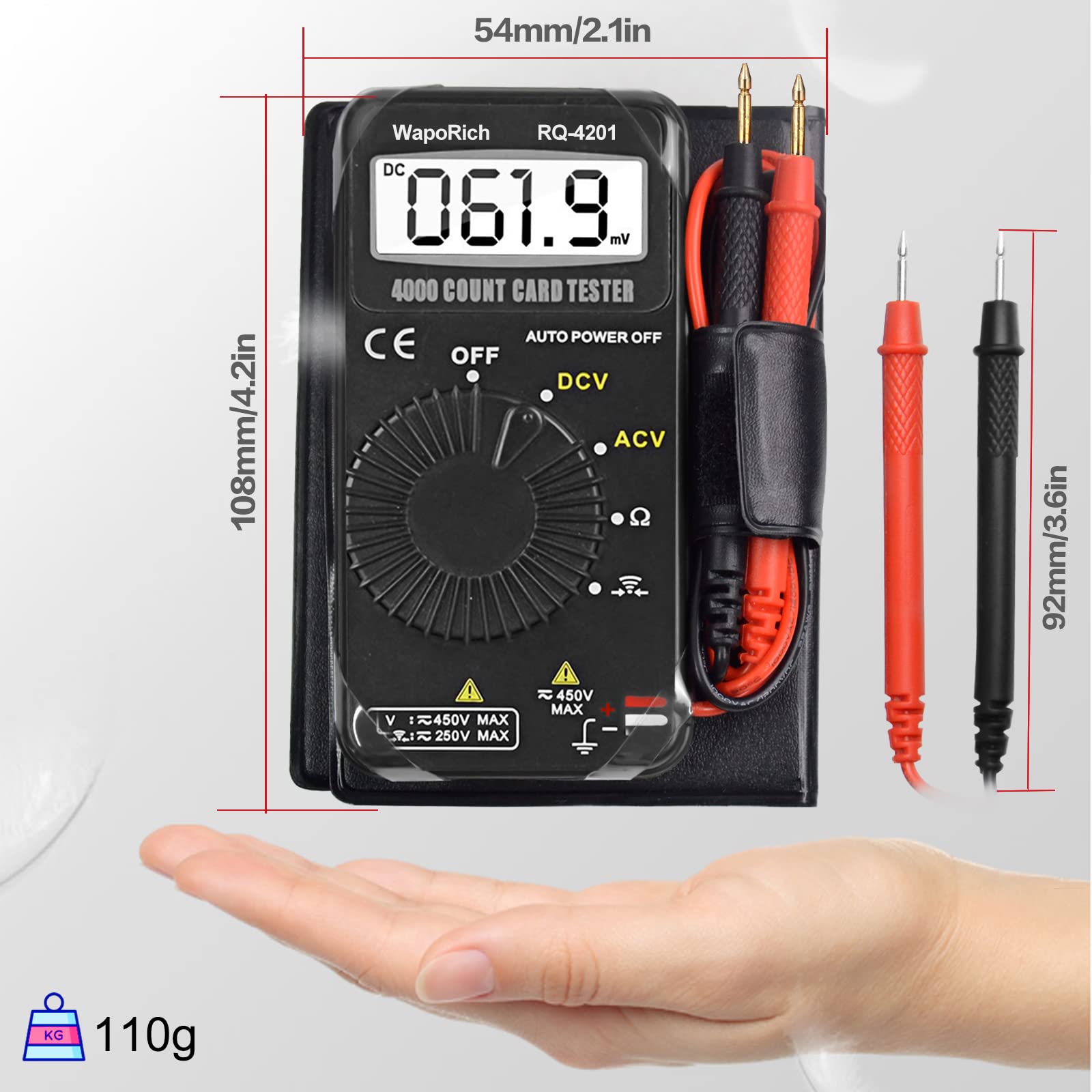 Mua WapoRich-4201 Tester Digital Multimeter Ultra Small 4000 Count ...