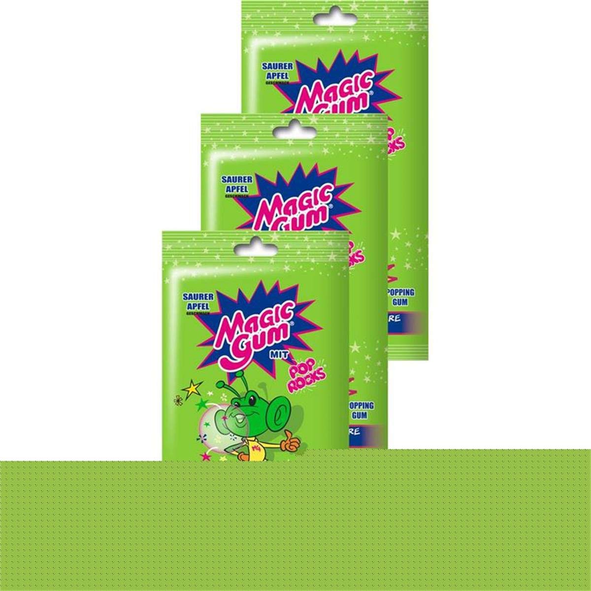 Pop Rocks Magic Gum Saurer Apfel 3-Pack 21g Knisternder Kaugummi (3er ...