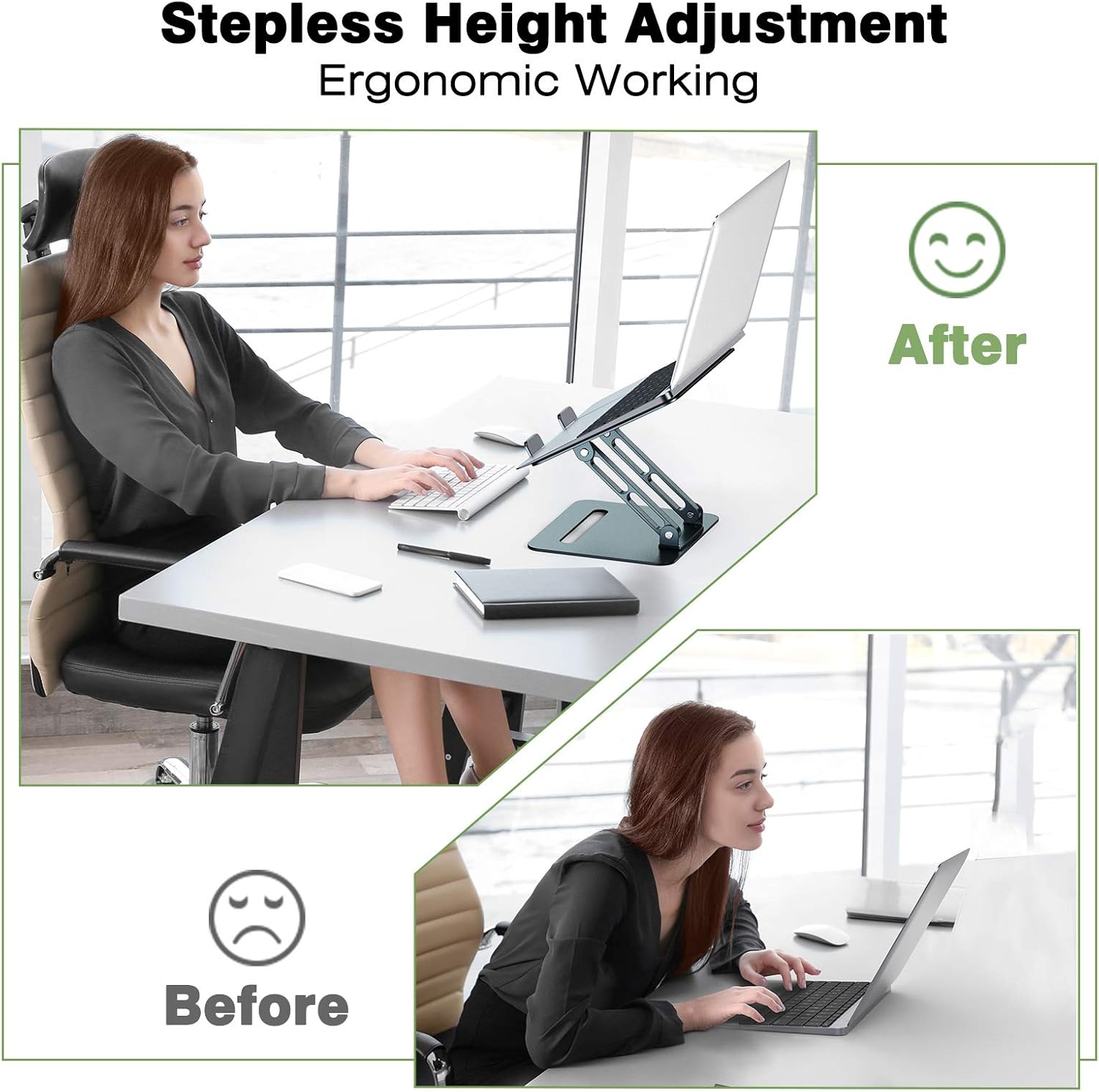 LORYERGO Laptop Stand for 10″-17″ Laptop with Ergonomic Multi-Height ...