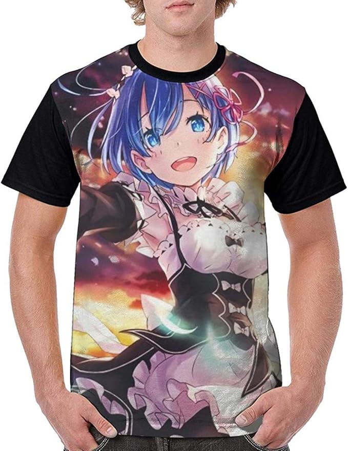 Re Zero Men's Cool Short Sleeve Fashion Tee T-Shirt Front Print,XX ...