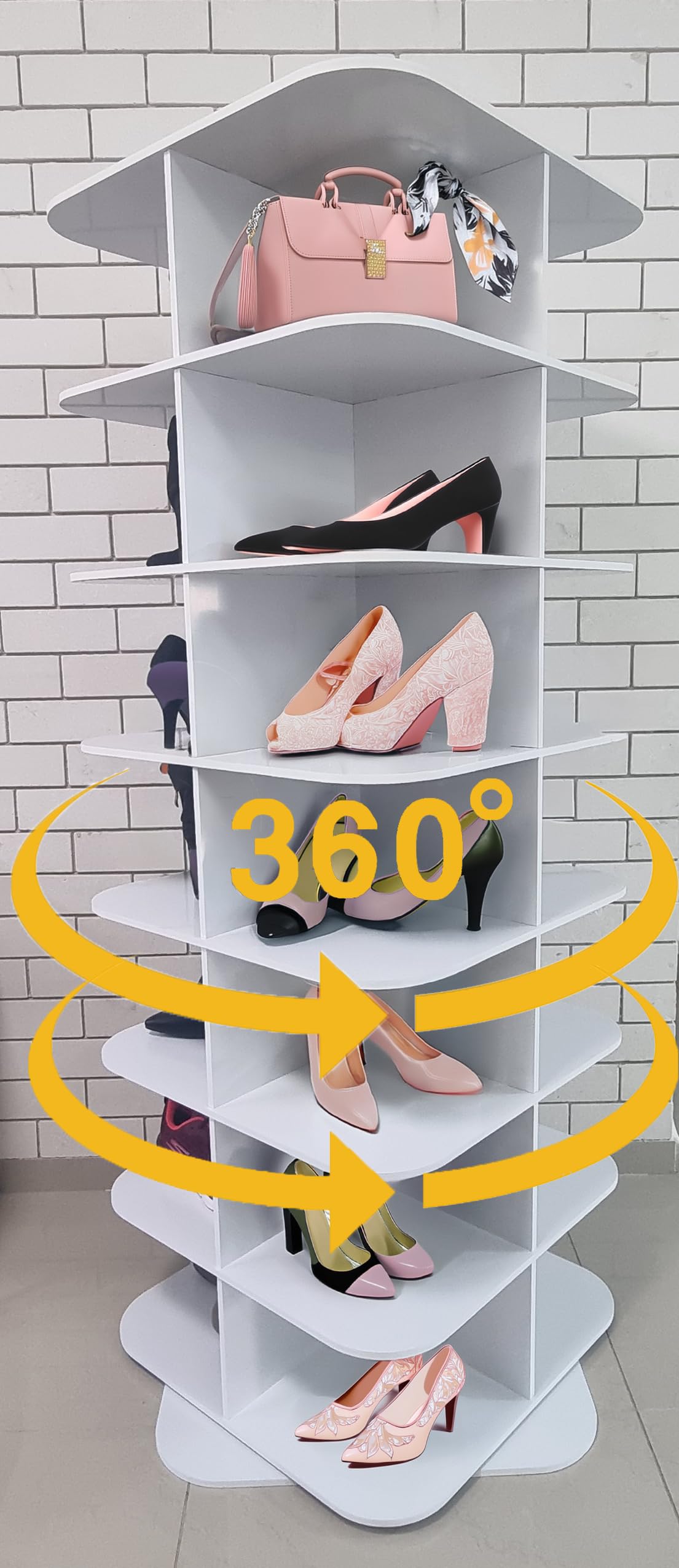 Original Rotating Shoe Rack A square Tower,original 7-tier hold over 28 ...