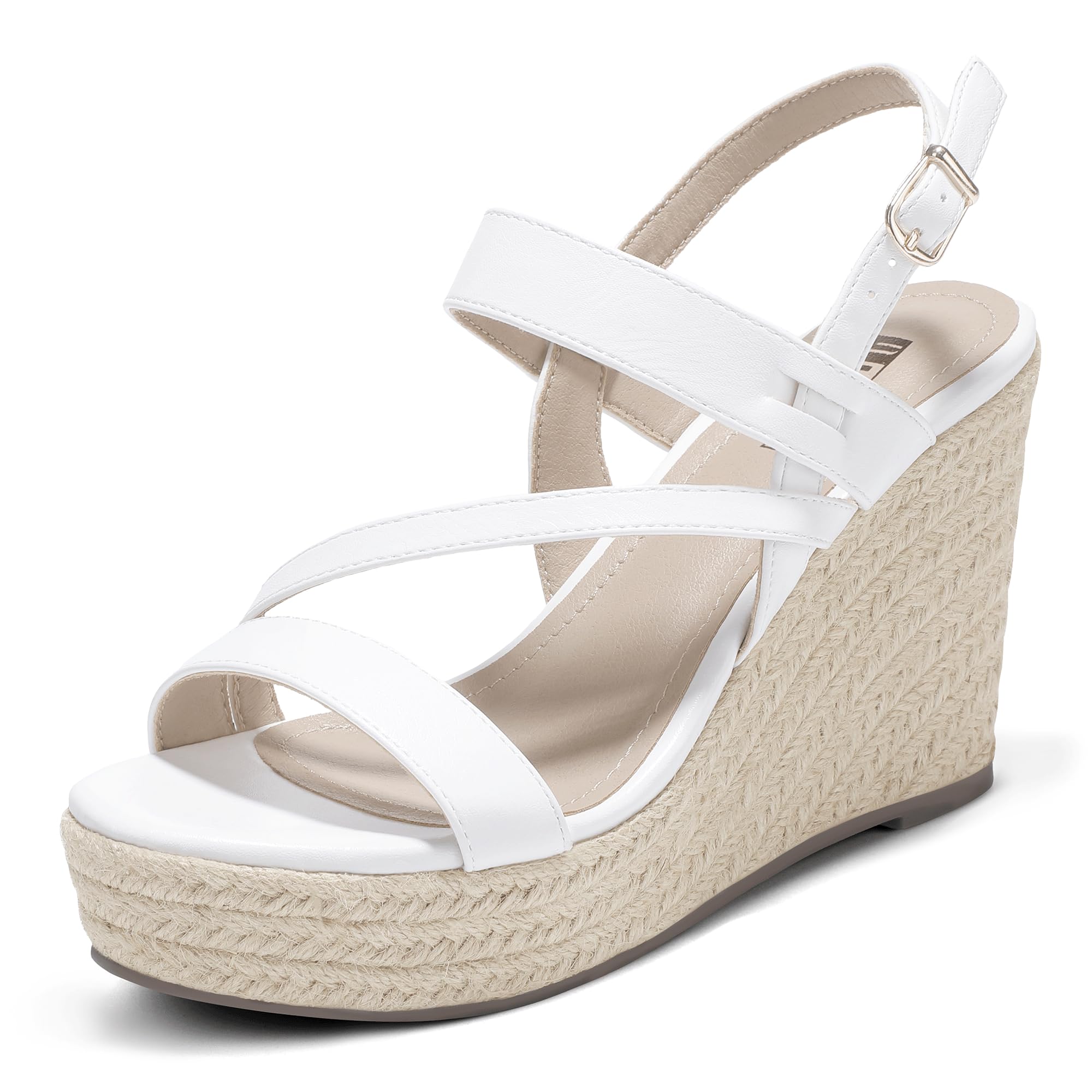 IDIFU White Wedge Sandals for Women Espadrille Platform Wedges Heels ...