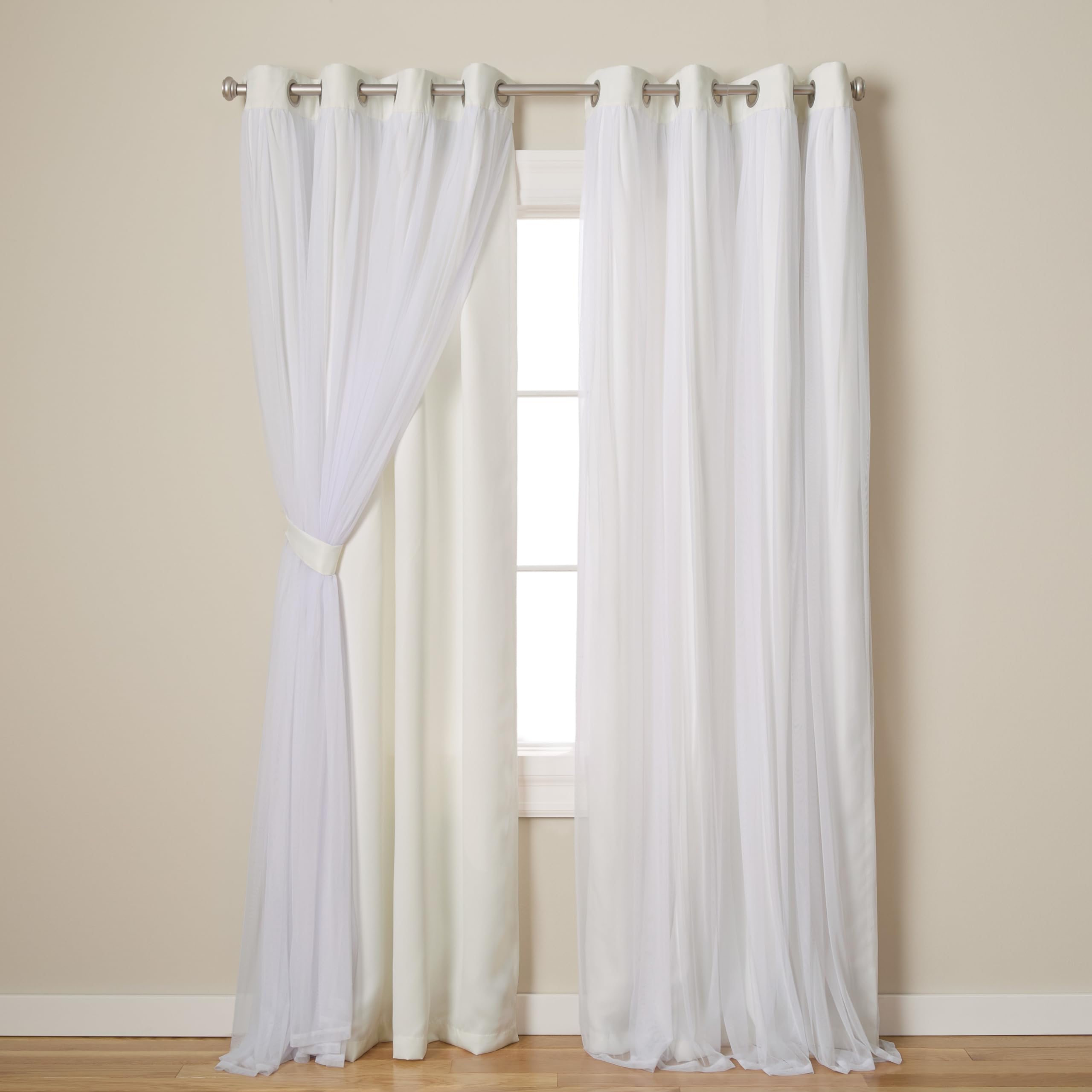 TOWN & COUNTRY LUXE Talia Double Layer Indoor Curtains, Sheer and Room ...