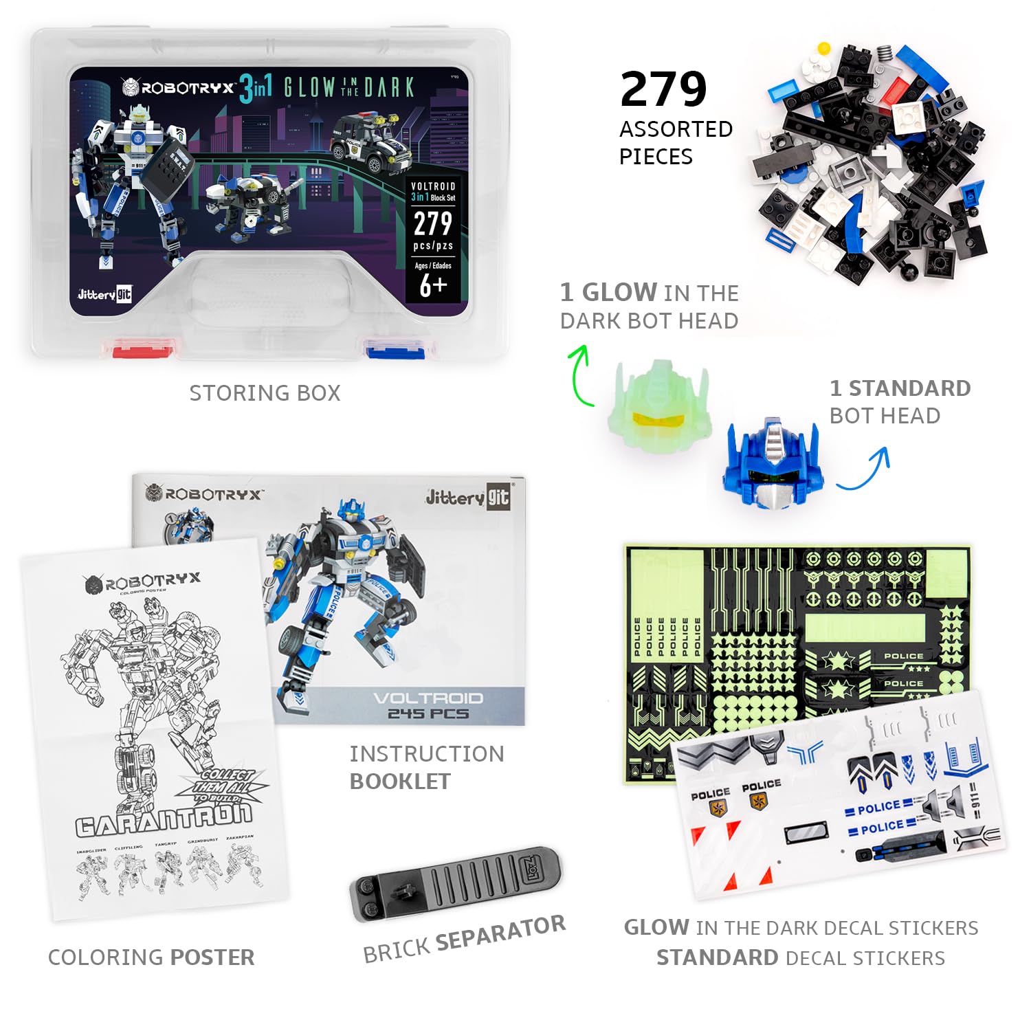 Mua JITTERYGIT Robot Police Mech Glow in The Dark Toy Cop Gift, SWAT ...