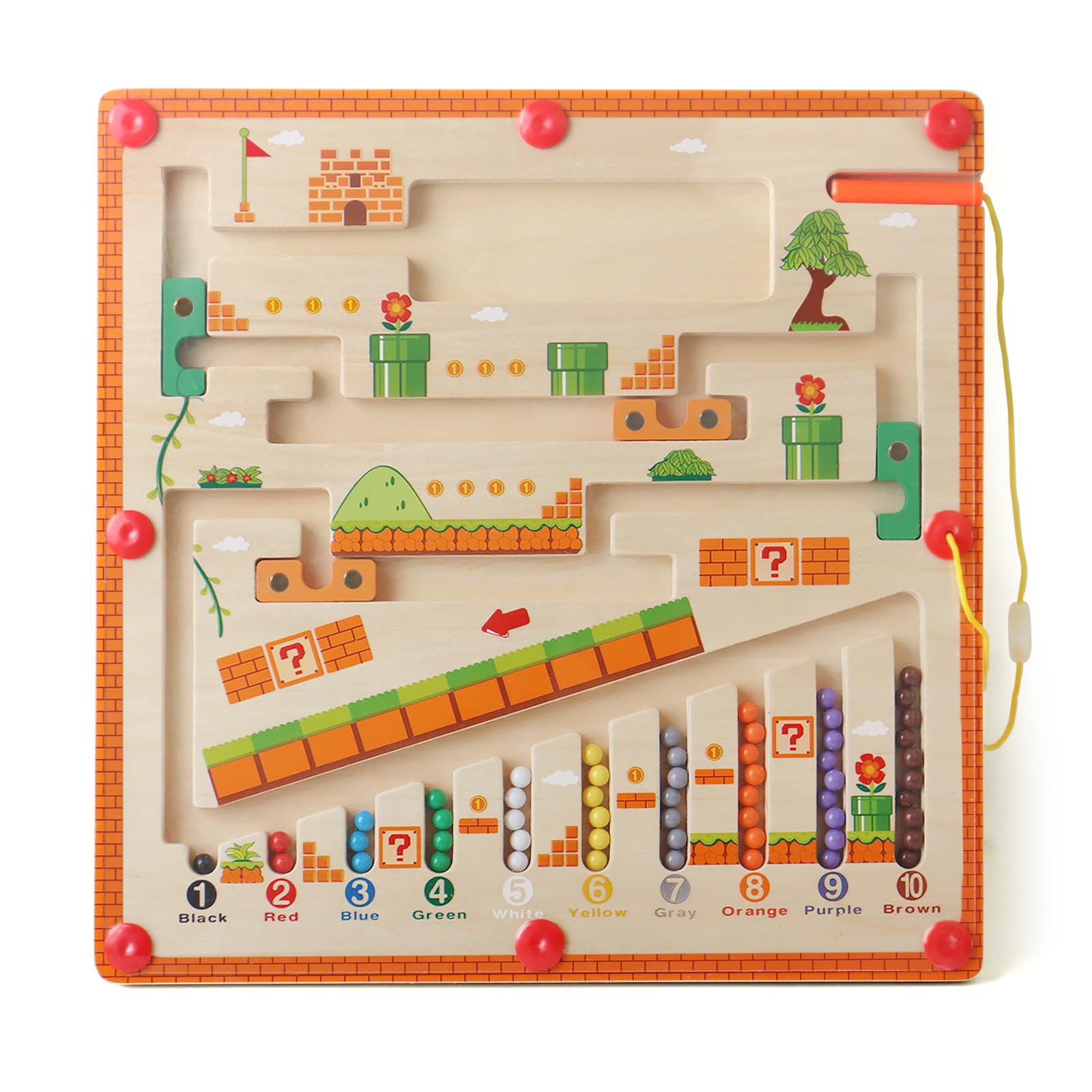 Magnetic Color and Number Maze, Montessori Wooden Toddler Magnet Puzzle ...