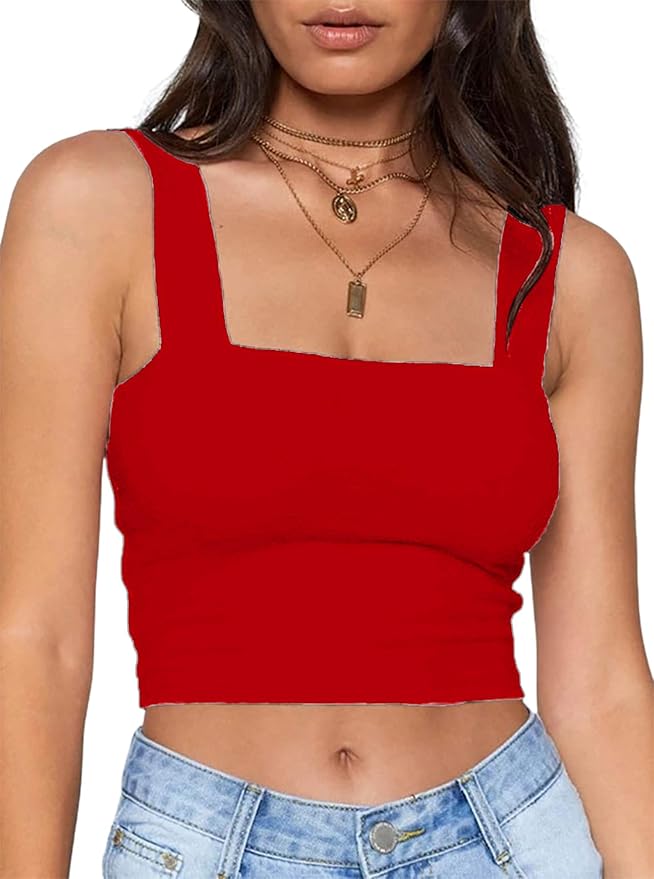 Buy Remidoo Women's Summer Strappy Basic Solid Sleeveless Stretch Crop ...