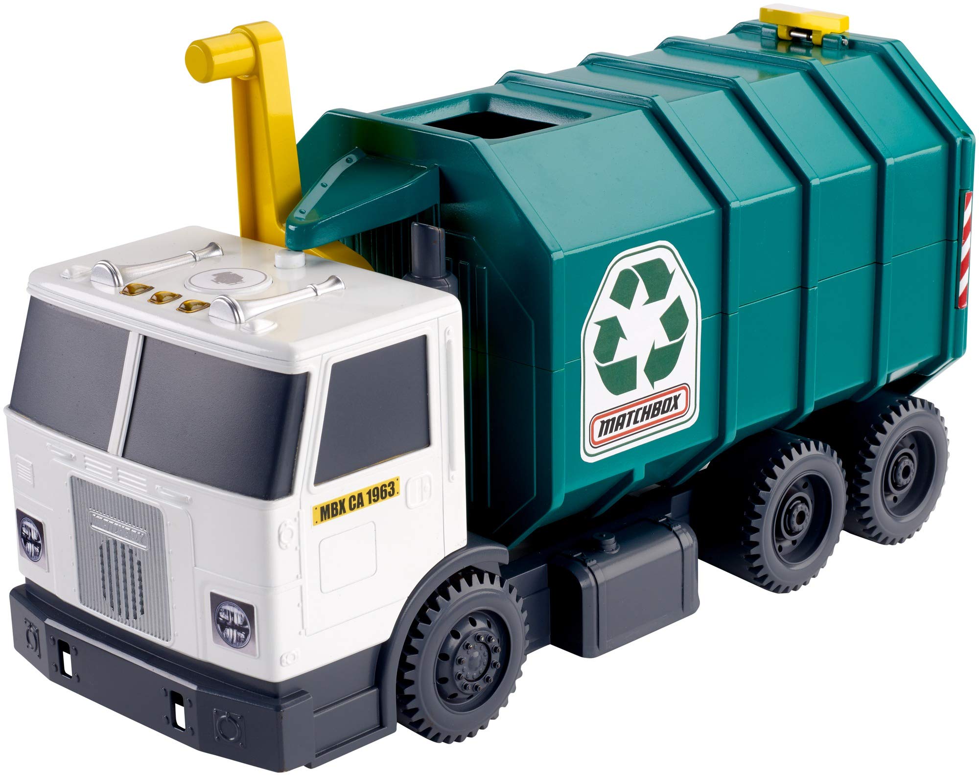 Matchbox Cars, Large-Scale, 15-in Toy Recycling Truck with Garbage Bin ...