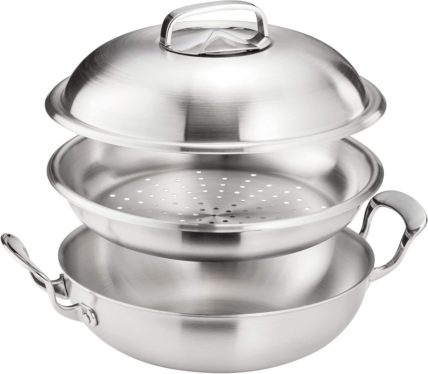 Horwoods Tri Ply Stainless Steel 28cm Multi Functional Steamer Wok Pan ...