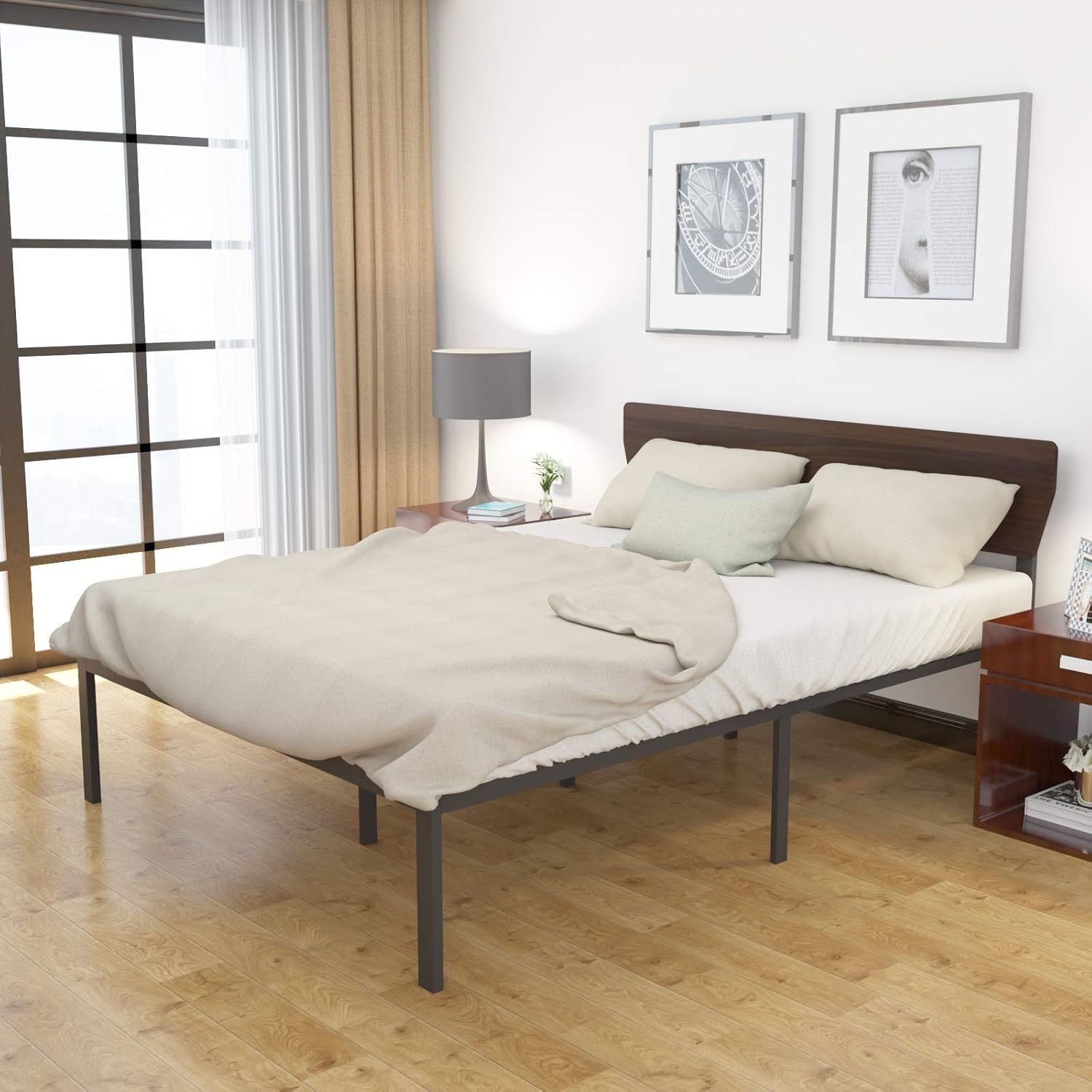 Amazon.com: Teraves 16 Inch Queen Bed Frame Metal Platform Bed with ...