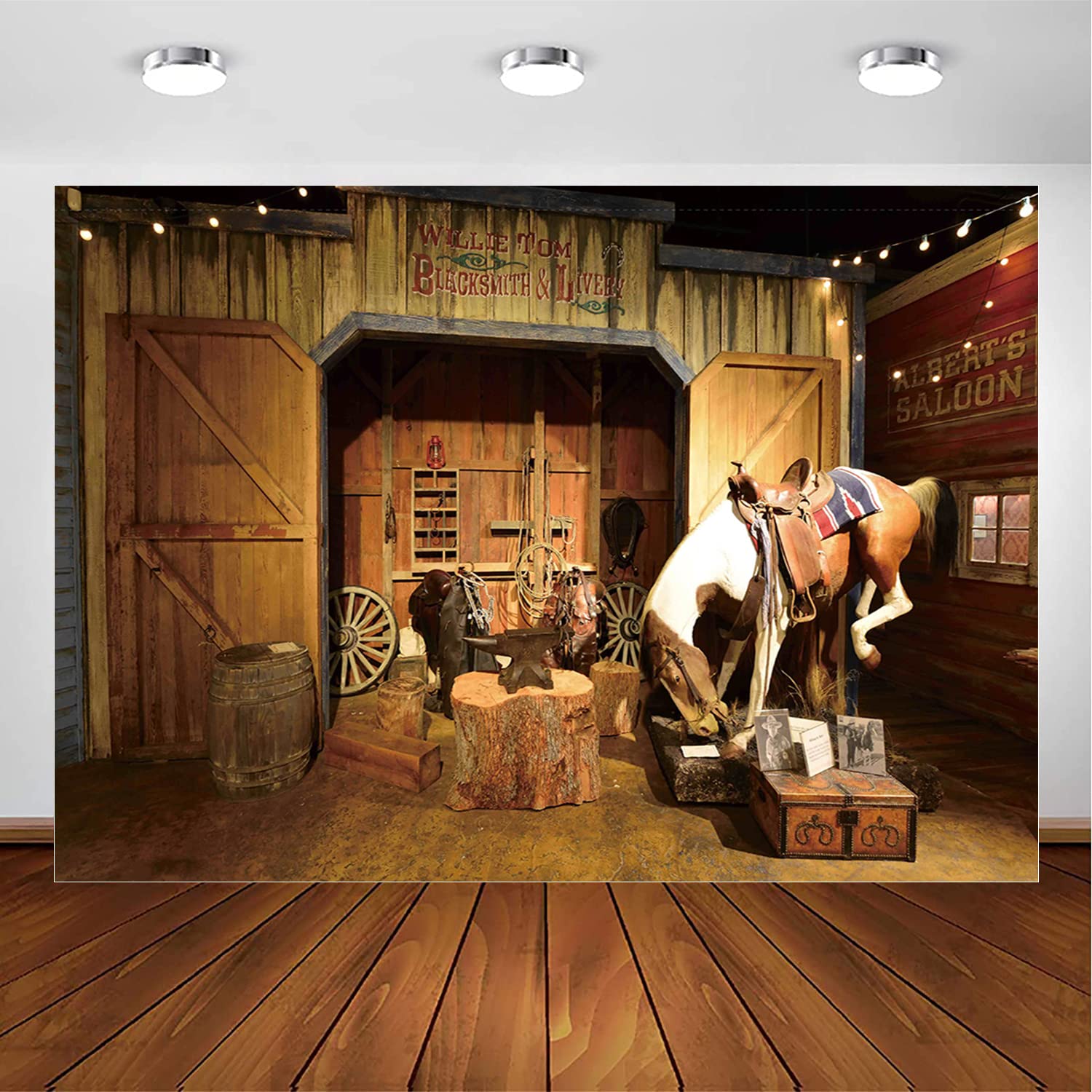 JASREE Vinyl 10x8ft Old Wild West Stable Backdrop Texas Western Cowboy ...