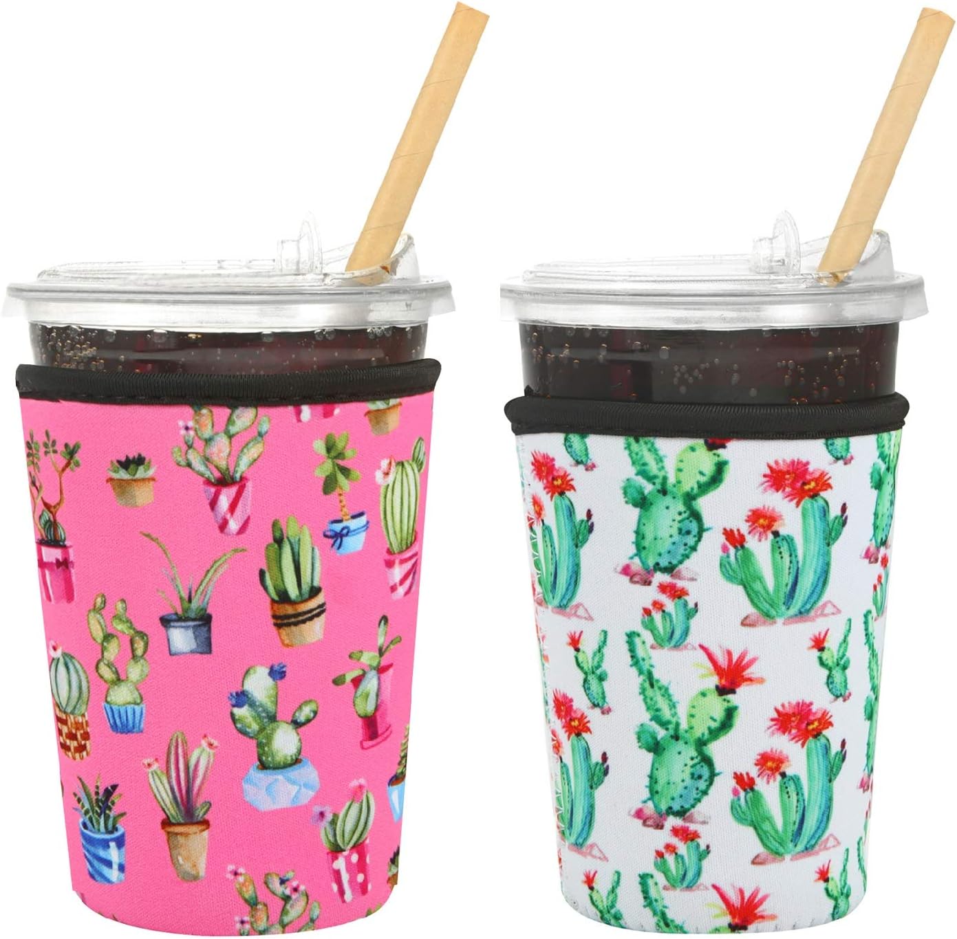 Amazon.com: Creatyi 2 PCS Reusable Iced Coffee Sleeve Hot Coffee Sleeve ...