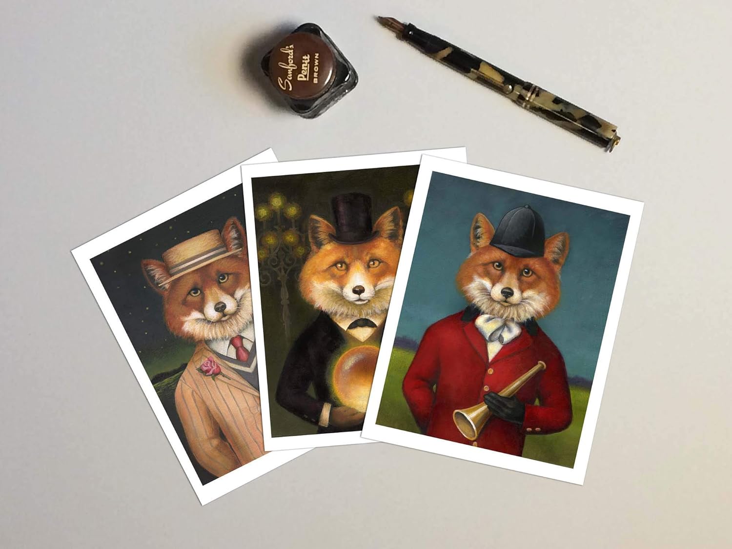 Amazon.com: Fox Card - Fox Portrait Note Cards - Set of 6 Blank with ...