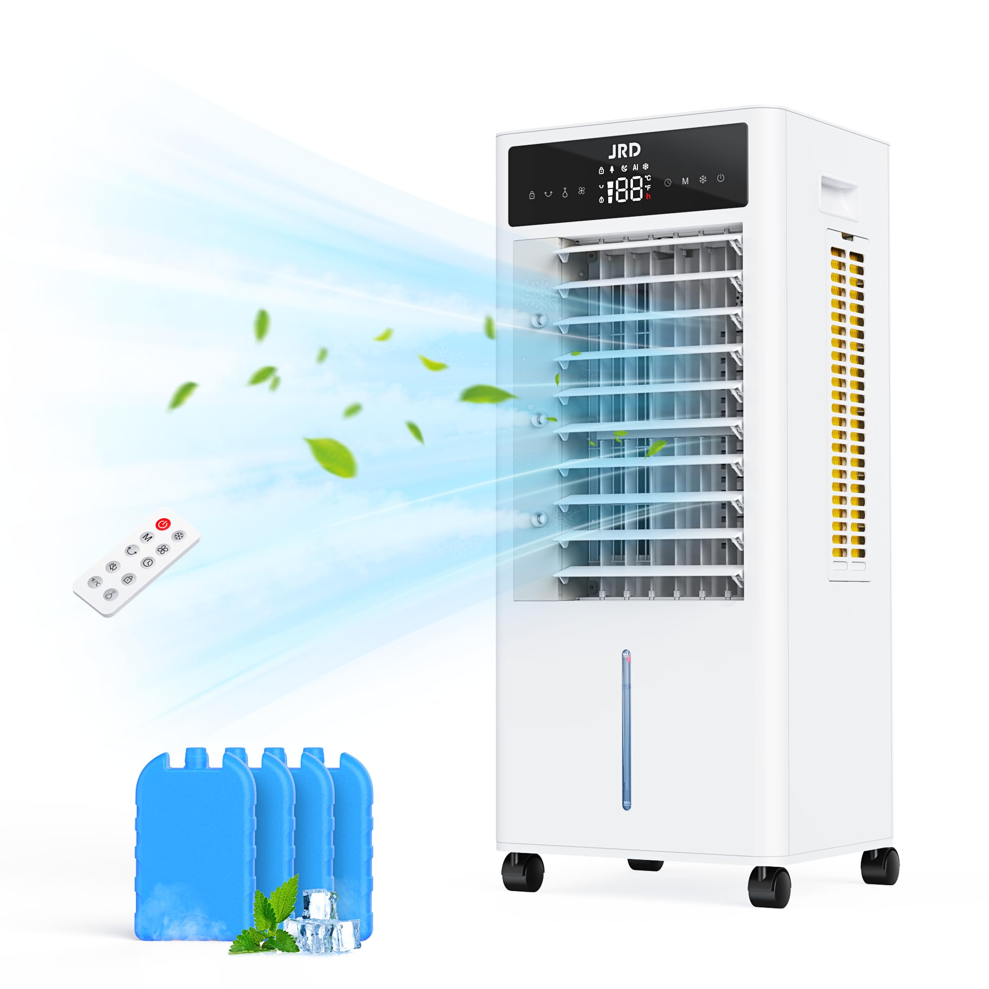 JRD Portable Air Conditioners with 4 Ice Packs, 12H Timer, Top Fill ...
