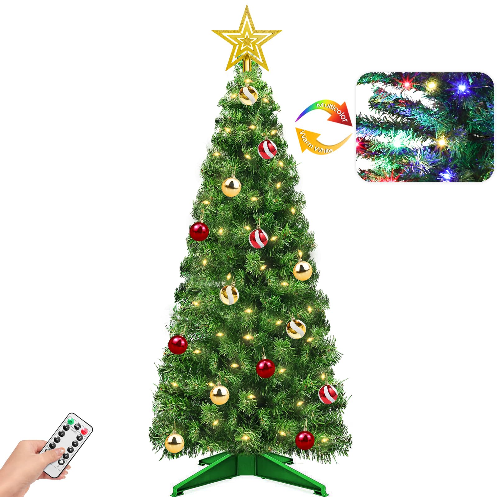 4 Ft Christmas Tree Remote Control 8 Modes Dual Color Change Timer 100 ...