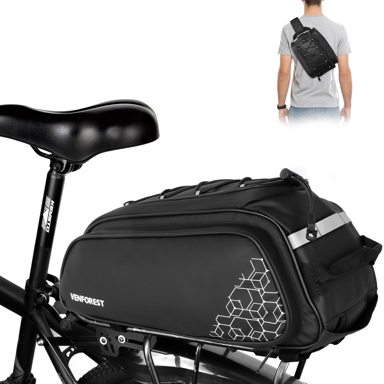 VENFOREST Bike Rear Rack Bag,20L PVC Waterproof Bike Trunk Bag for Road ...