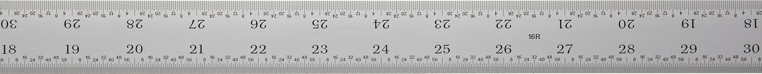 Mitutoyo 182-404, Steel Rule, 48" (16R), (1/32, 1/64, 1/50, 1/100"), 3/ ...