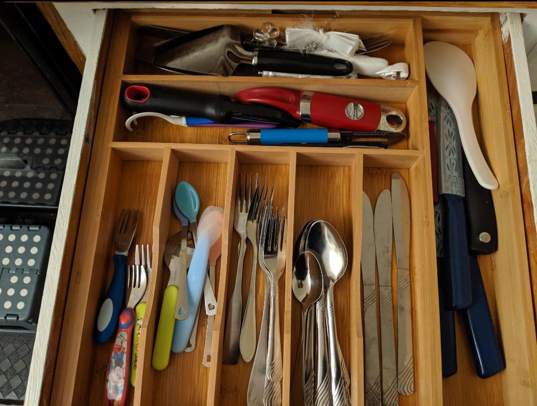 Bamboo Kitchen Drawer Organizer - Utensil Holder and Cutlery Tray with ...