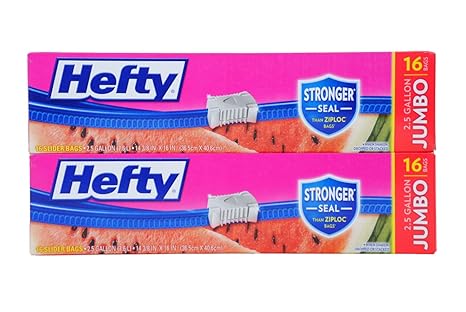 Hefty One Zip 2.5 Gallon Jumbo Bags 16ct (pack of 2): Amazon.ca: Health ...