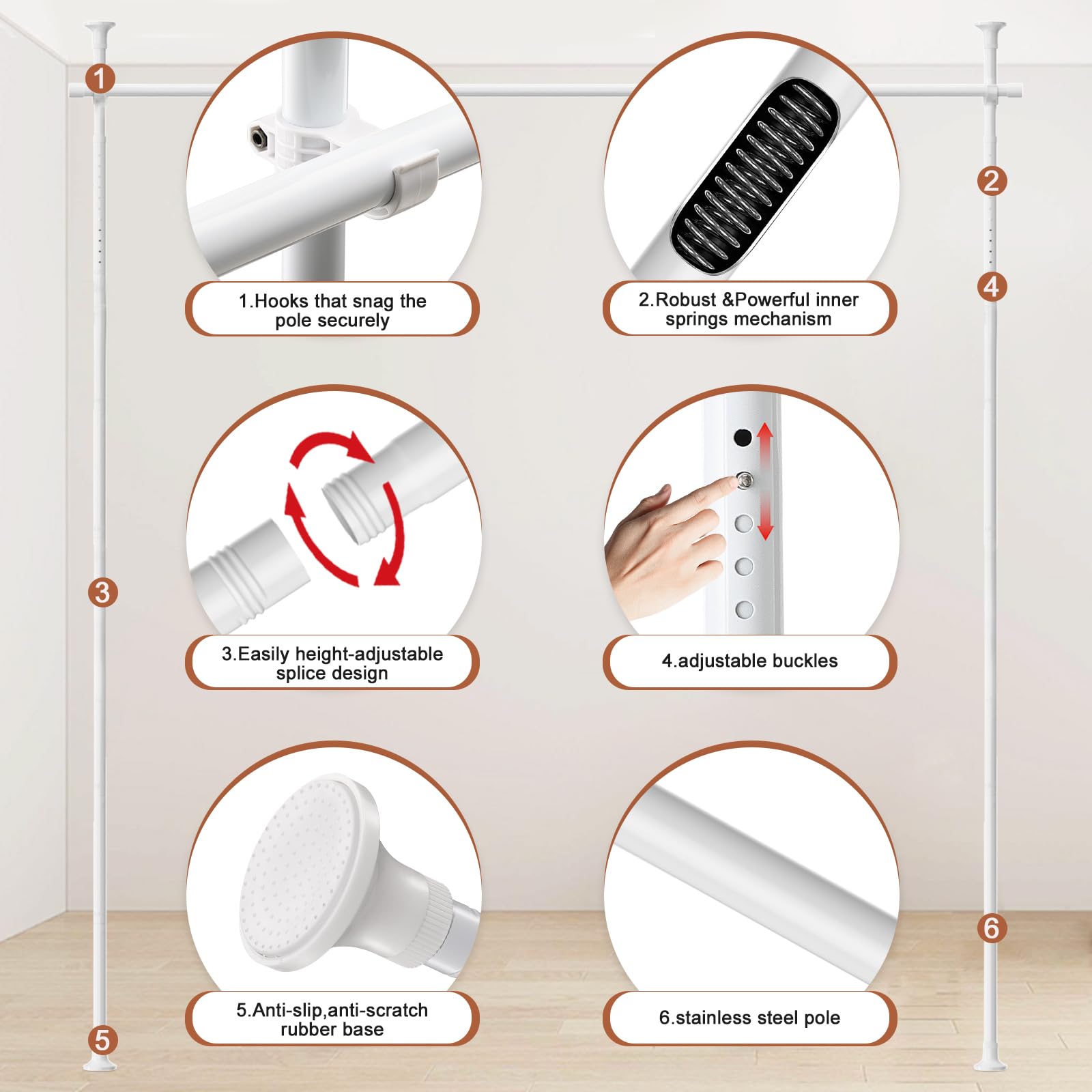 Mua Room Divider Curtain Rod,Vertical Tension Rod - Freestanding ...