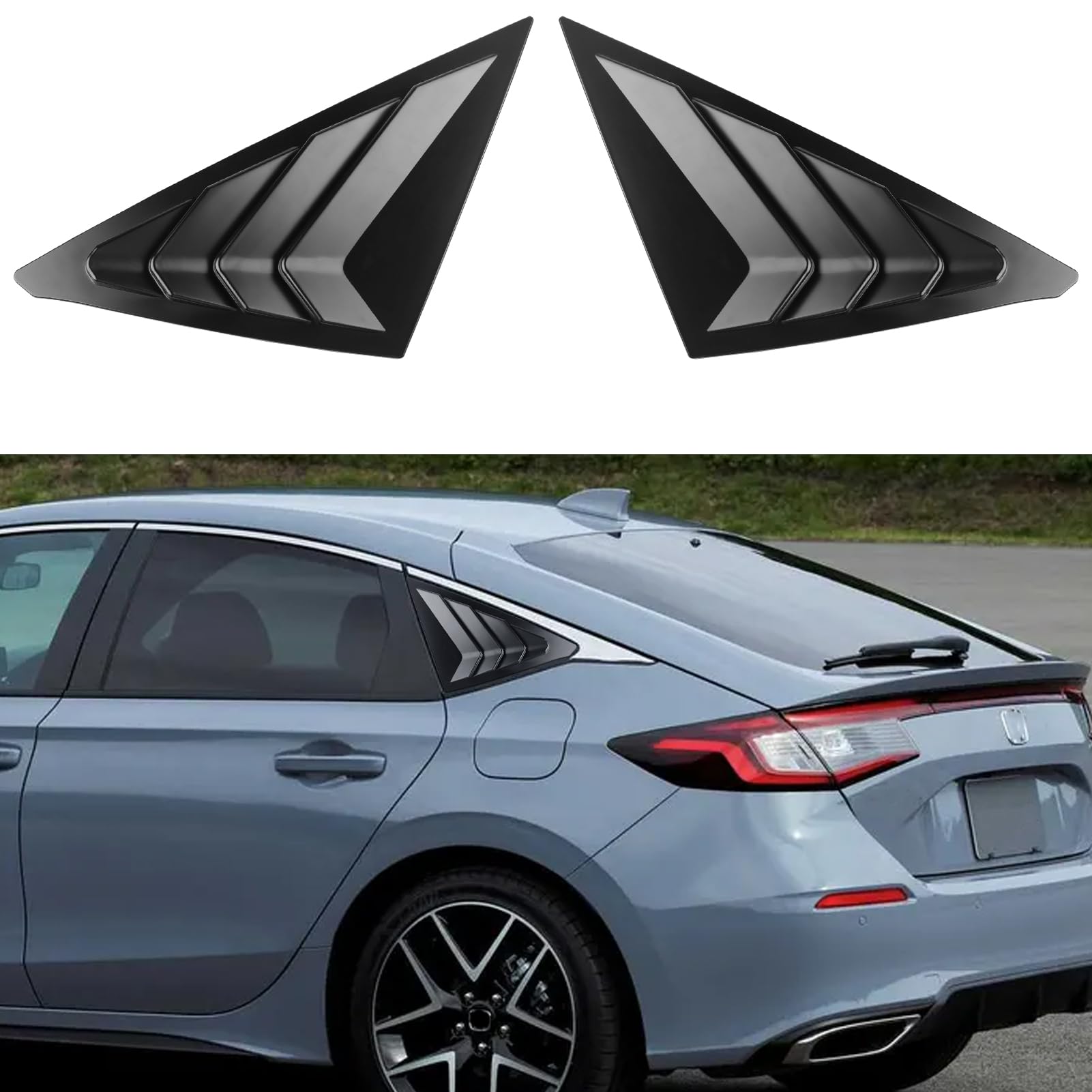 Thenice for 11th Gen Civic Racing Style Rear Side Window Louvers Air Vent Scoop Shades Cover ...