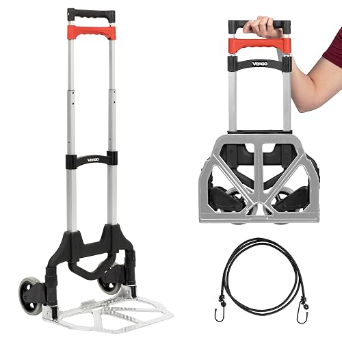 Vergo 100 Ibs Capacity Folding Hand Truck Dolly – Lightweight Aluminum ...