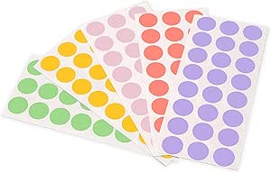 Amazon.com : 1/2" Dot Labels, Assorted Pastel Soft Colors Kit (5 Colors ...