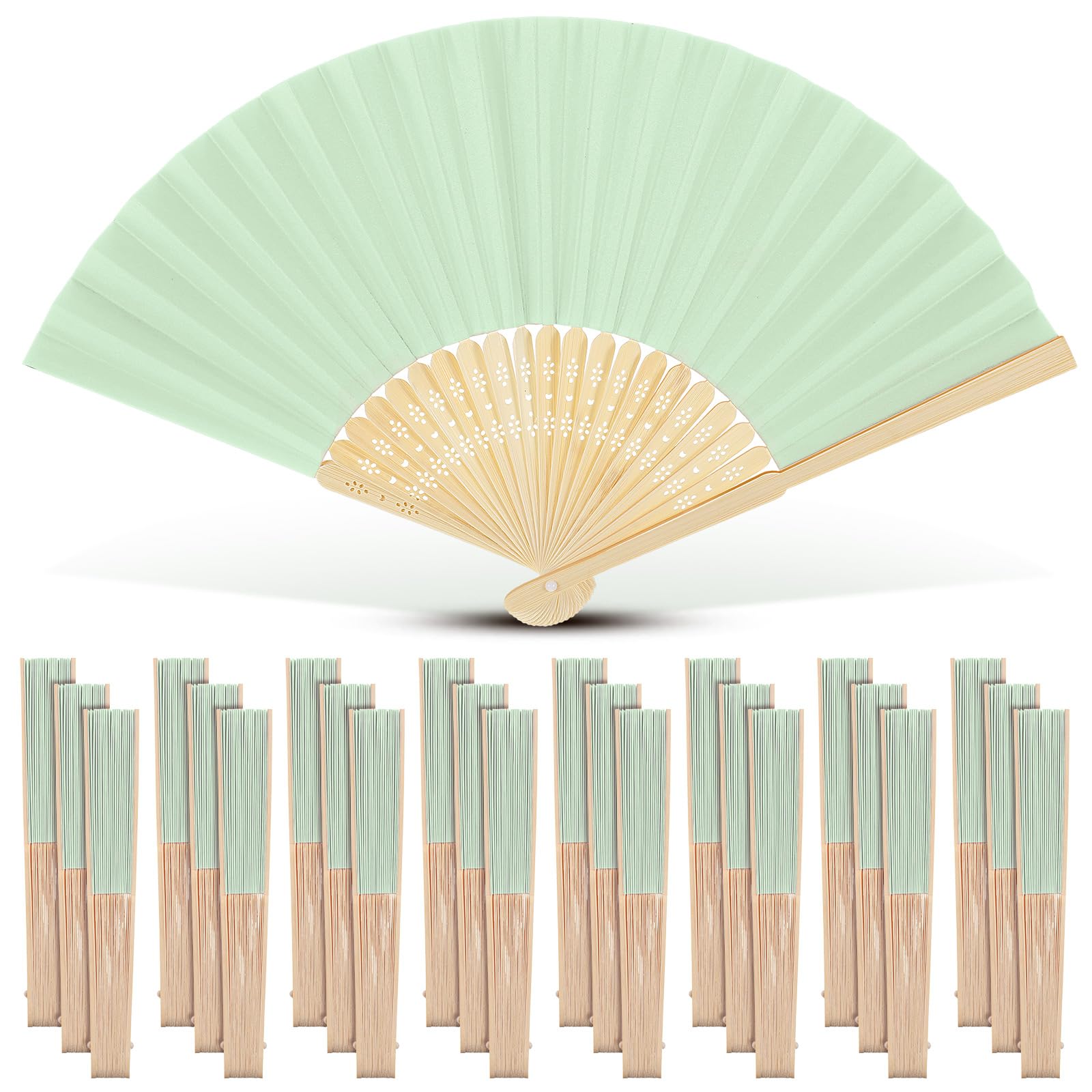 Yinkin 24 Pack Folding Fans Bamboo Handheld Folded Craft Hand Japanese ...