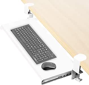 VIVO White Clamp-on Computer Keyboard and Mouse Under Desk Mount Slider ...