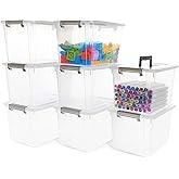 Amazon.com - Citylife 6 Packs 6 QT Plastic Storage Bins with Latching ...