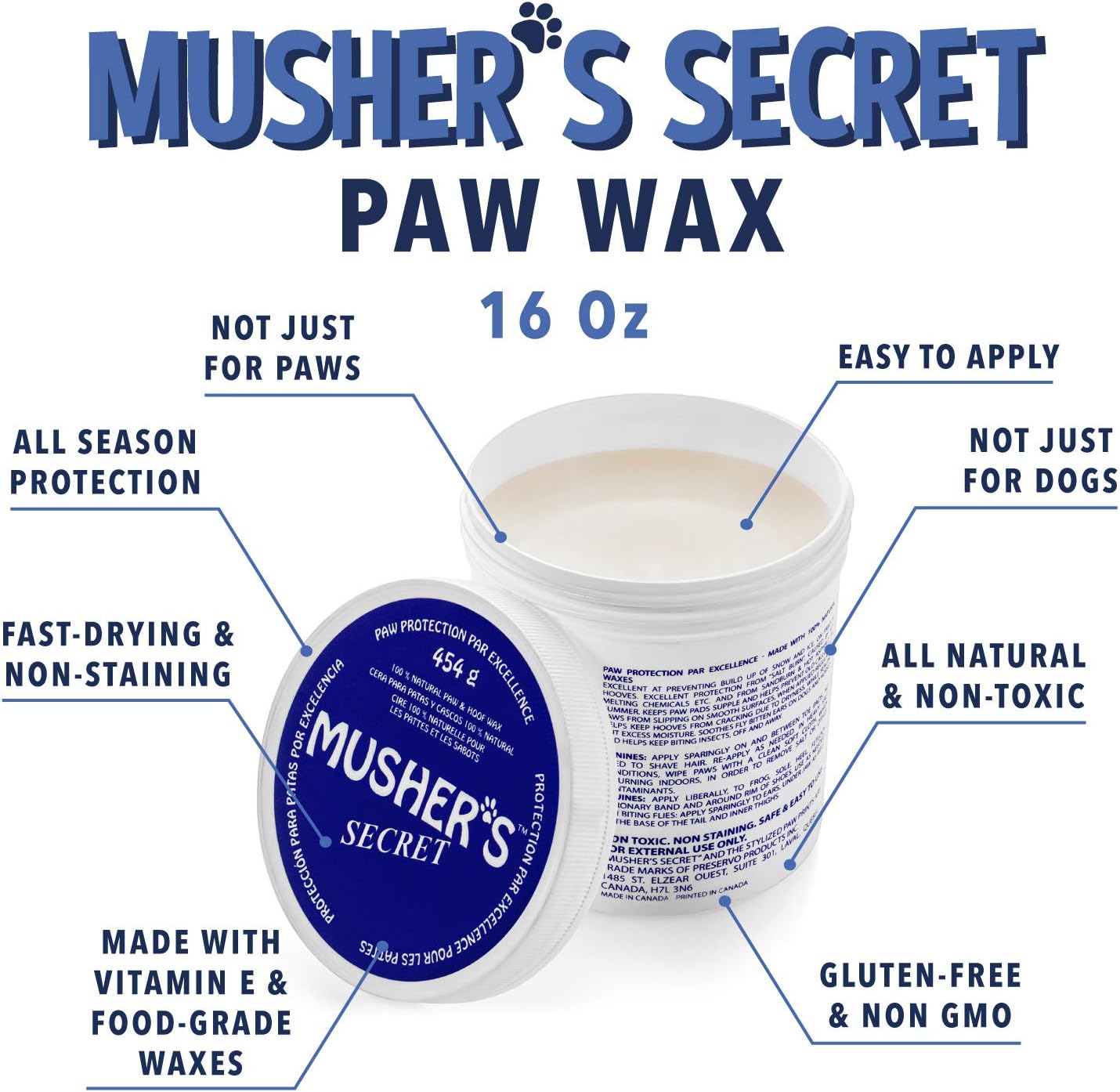Musher’s Secret Paw Protection Wax, Dog Paw Balm Or Nose Balm, Ideal ...