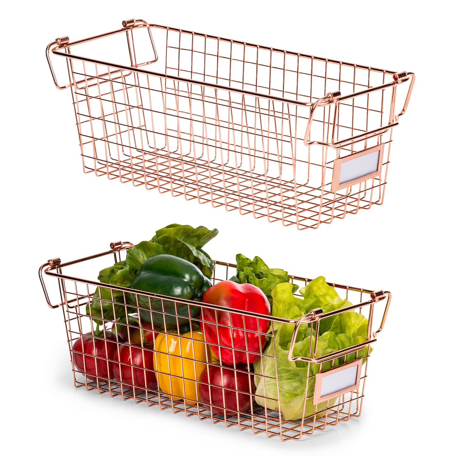 Granrosi Stackable Large Wire Baskets for Organizing — Set of 2 Rose ...