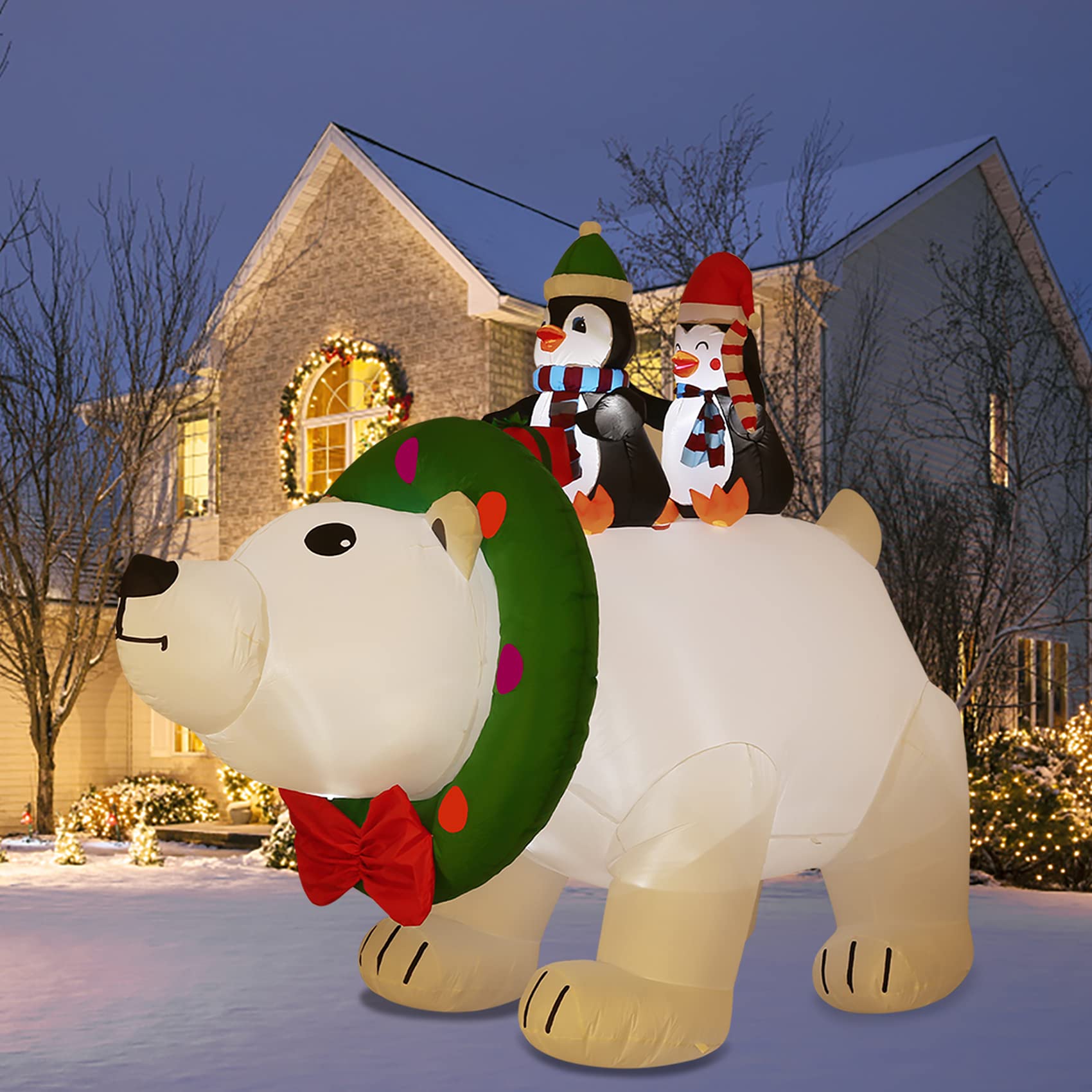 HYRIXDIRECT 8FT Giant Christmas Inflatable Polar Bear Decorations ...