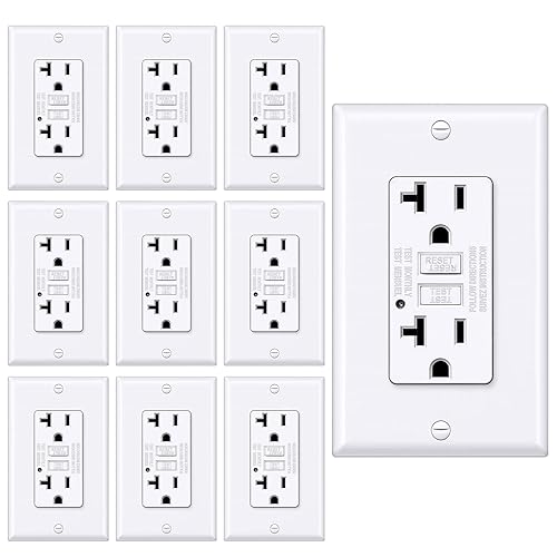 BESTTEN 10 Pack 20 Amp GFCI Outlet, GFI Outlet with LED Indicator ...