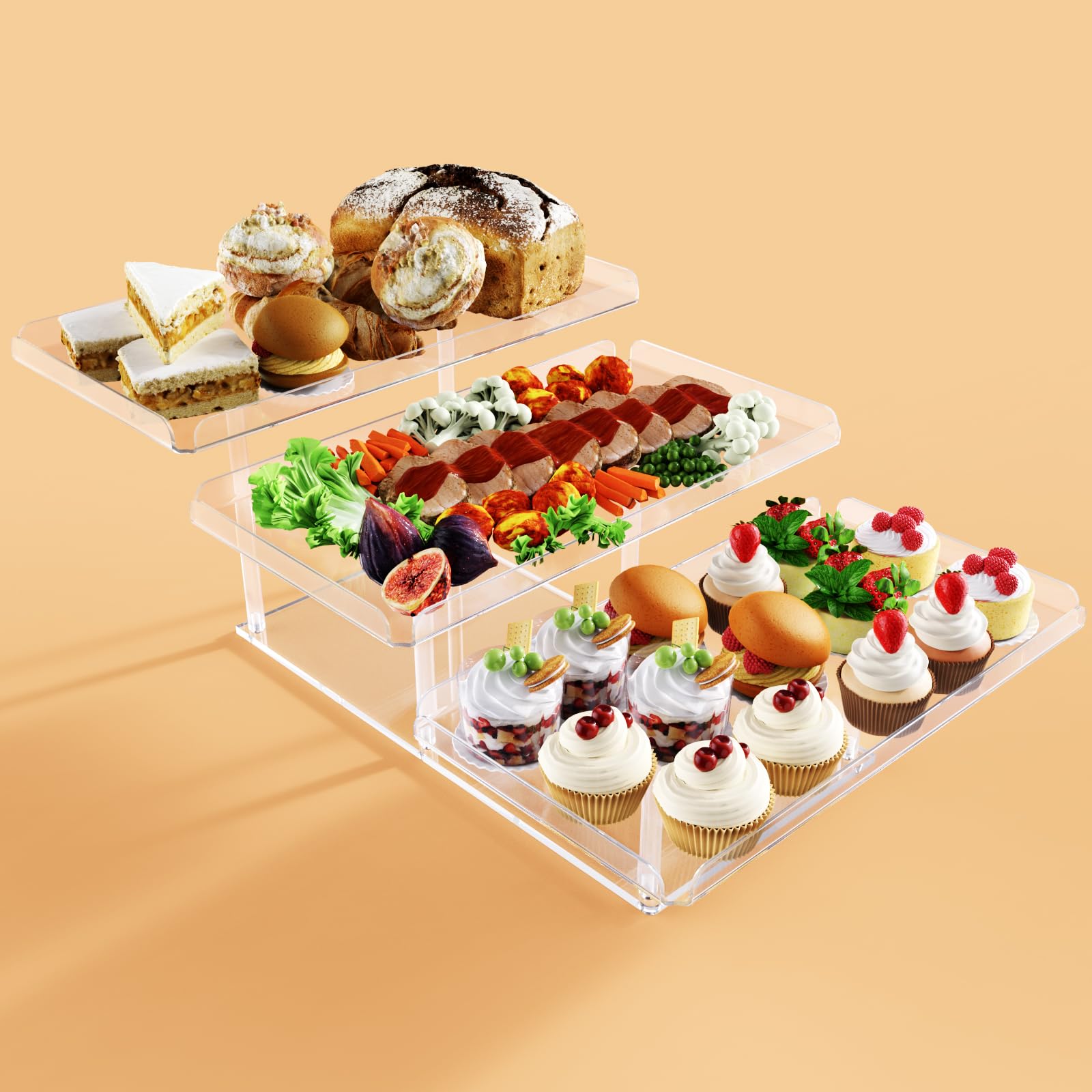 Bakzon 3 Tier Serving Tray for Entertaining, Acrylic Dessert Table ...