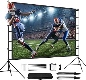 Projector Screen with Stand, 150 inch 16:9 Portable for Home Theater ...