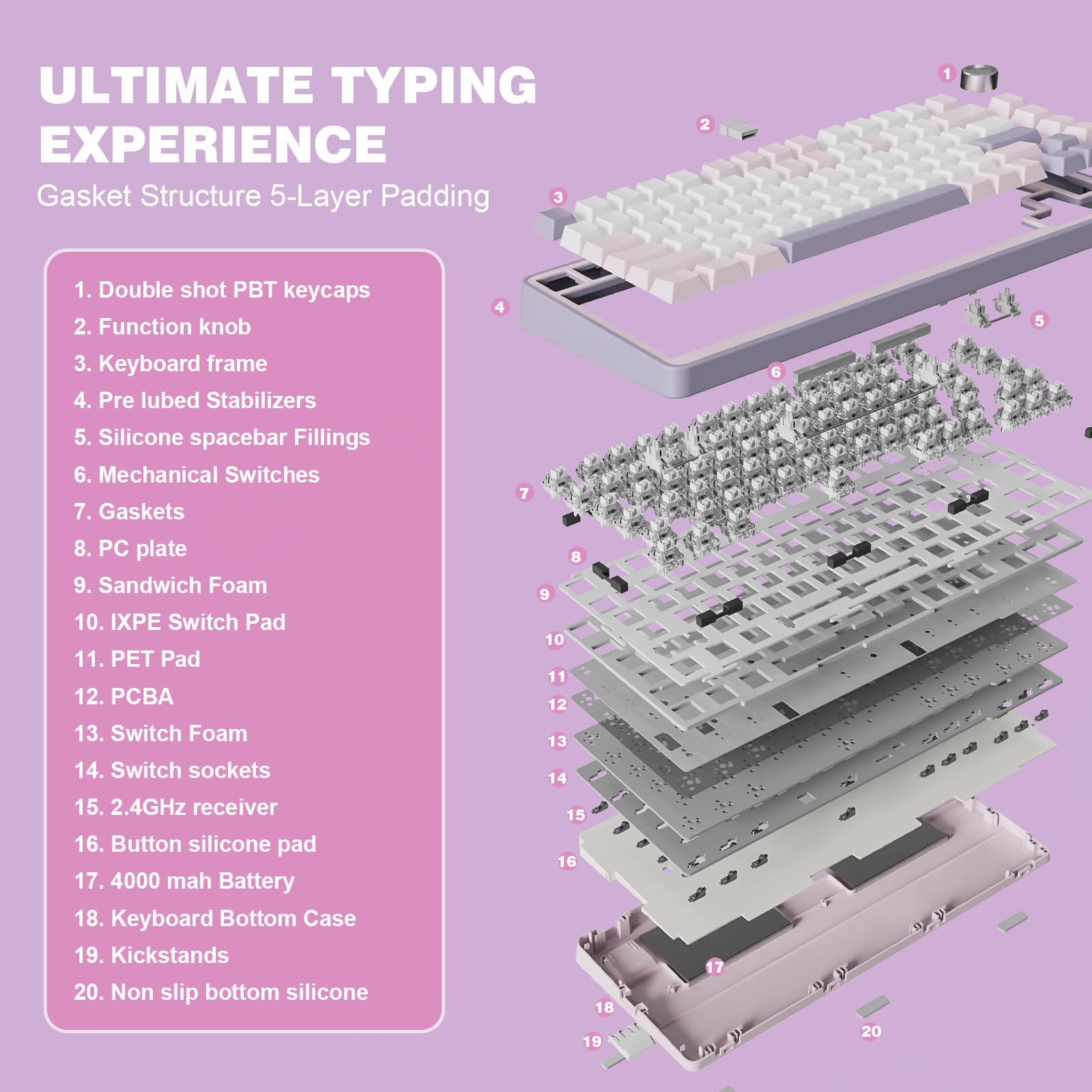 Mua B75 PRO Wireless Mechanical Keyboard,75% Gaming Keyboard Gasket Hot ...