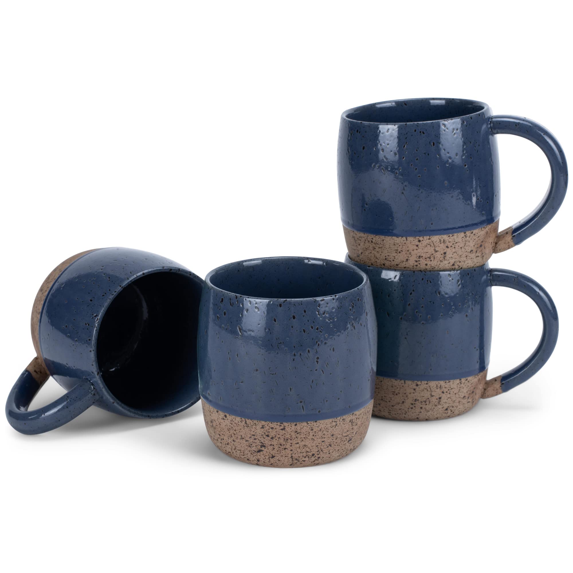 Elanze Designs Speckled Raw Bottom 17 ounce Ceramic Mugs Pack of 4, Navy Blue for sale | Dallas ...