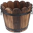 Amazon.com : DOITOOL Wooden Whiskey Barrel Planter, Round Wooden Flower ...