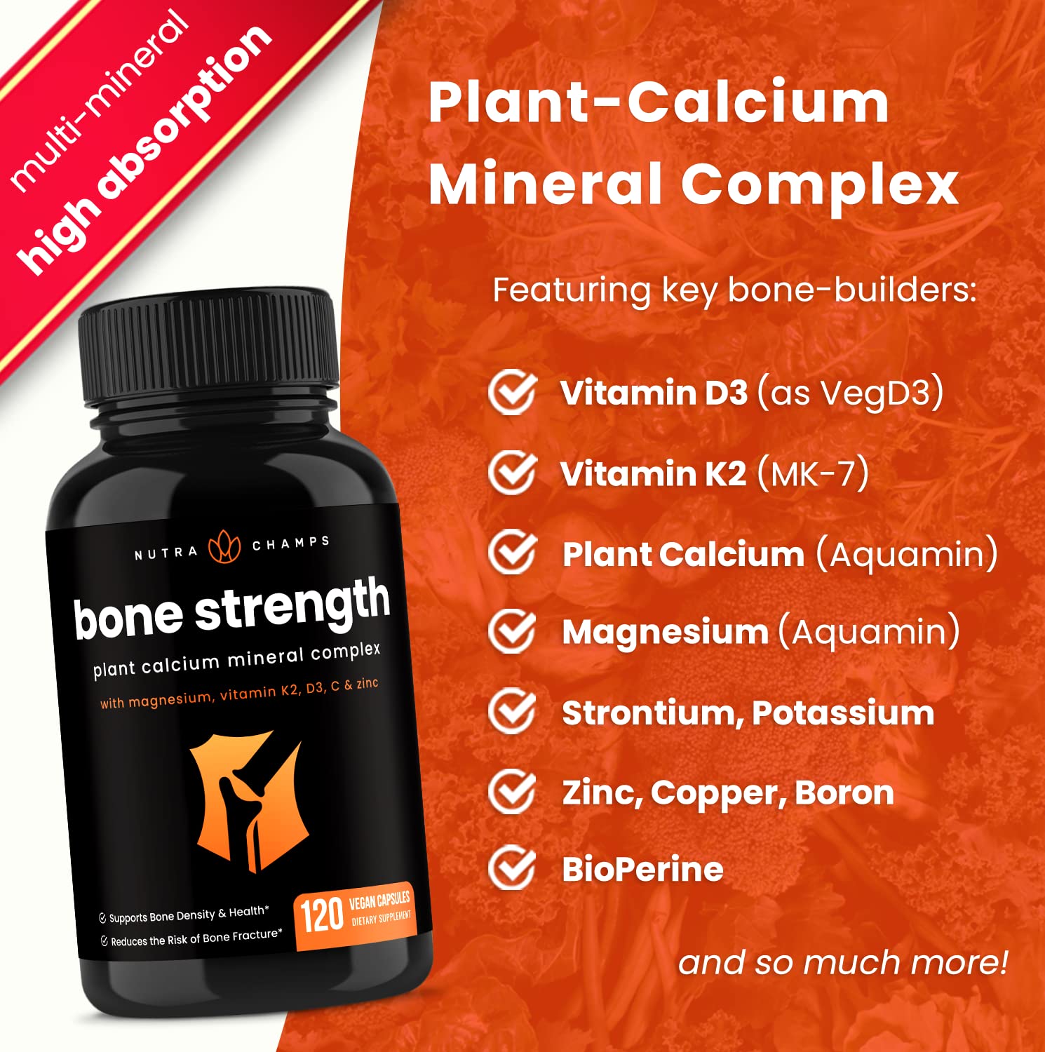 Mua Bone Strength Supplements | Plant Based Calcium Supplement 600mg | Vitamin D3 2000 IU, K2 ...