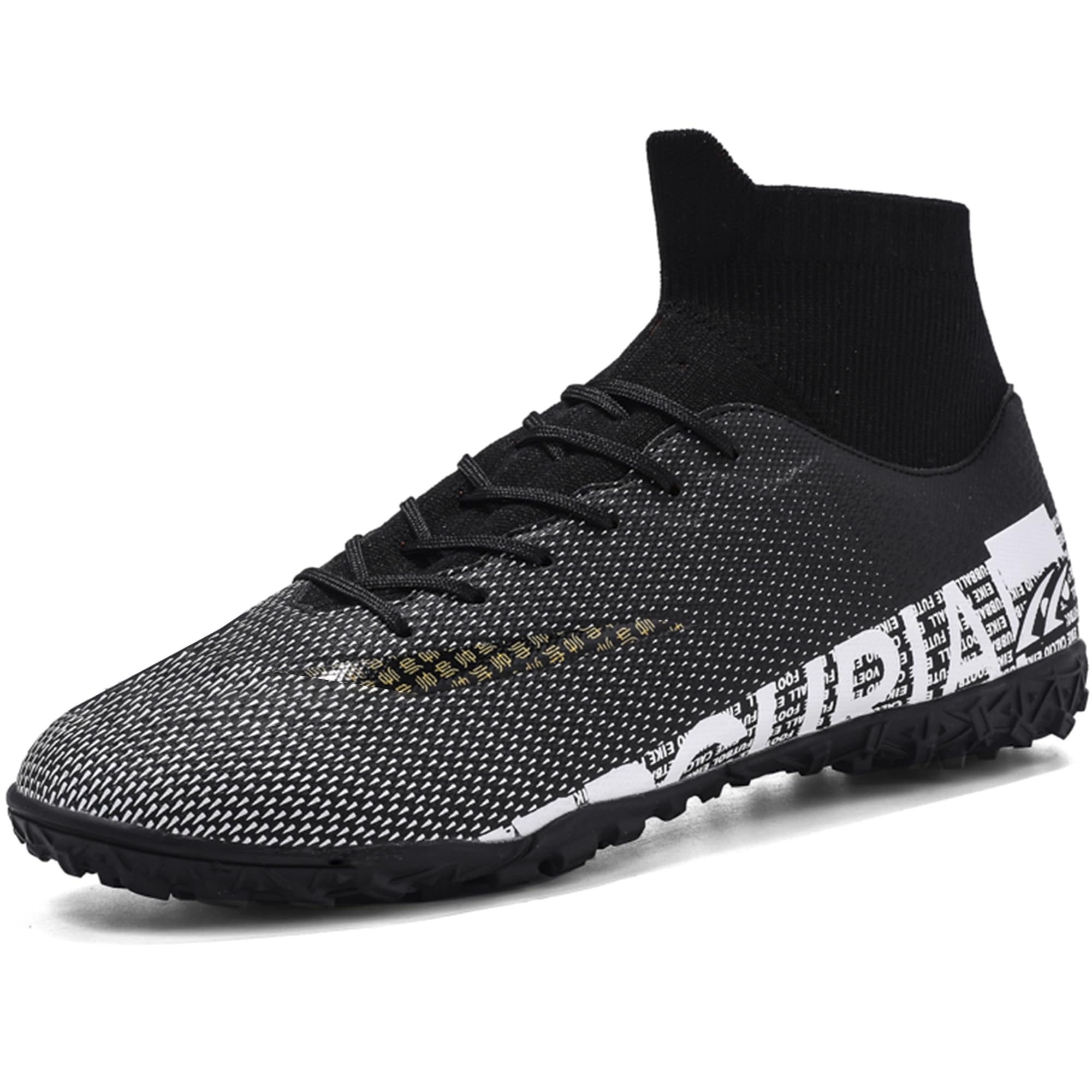 Kikaluo Men's Soccer Cleats Football Shoes with High-Tops Lace-Up ...
