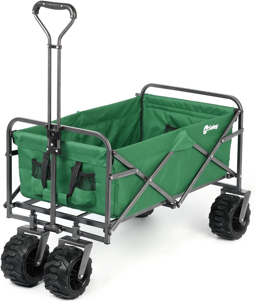 Sekey Folding Wagon Cart Collapsible Outdoor Utility Wagon Garden ...