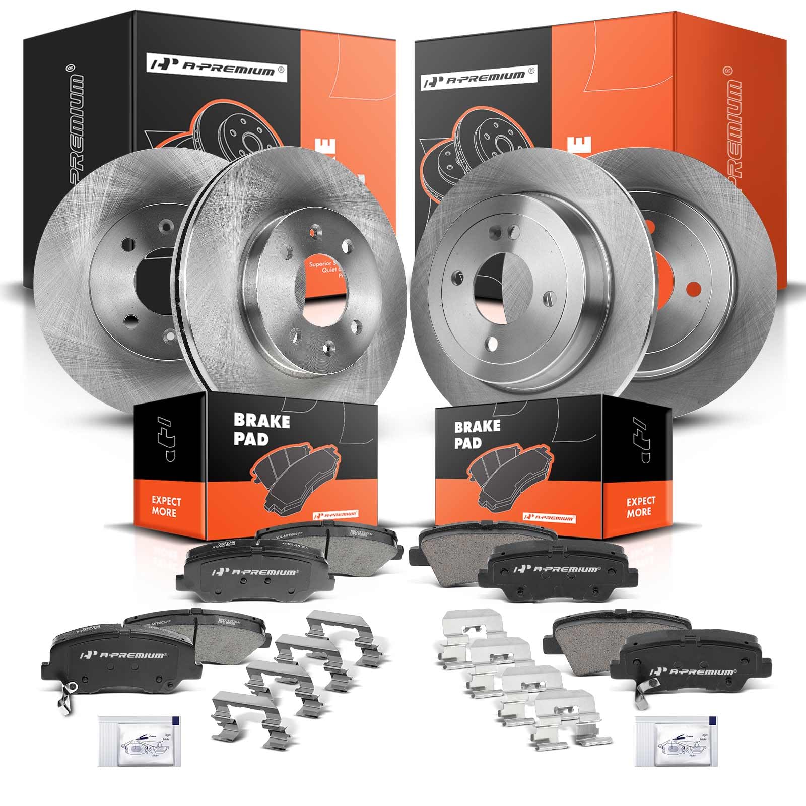 A-Premium Front Vented & Rear Solid Disc Brake Rotors + Ceramic Pads ...