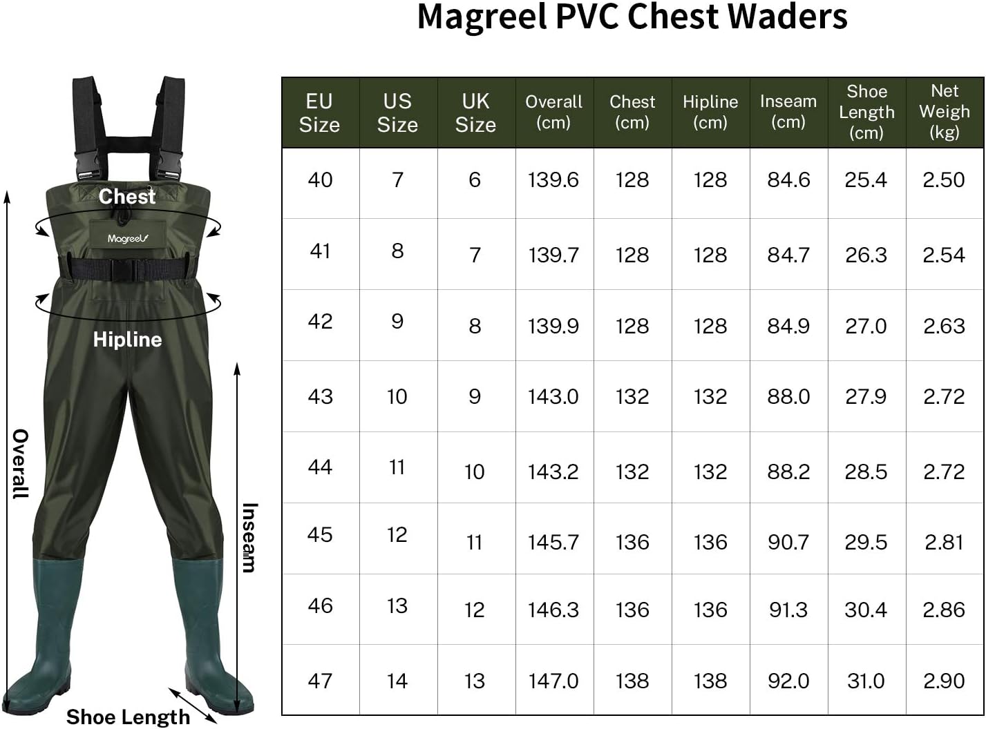 Magreel Chest Waders Waterproof Lightweight Fishing Hunting Chest ...