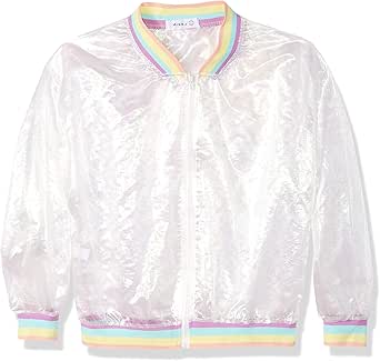 Amazon.com: Women Girls Holographic Rainbow Jacket Iridescent See ...
