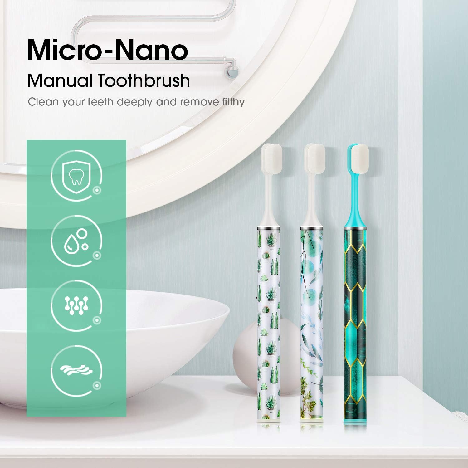 3 Pieces Micro Nano Manual Toothbrush Extra Soft Bristles Toothbrush ...