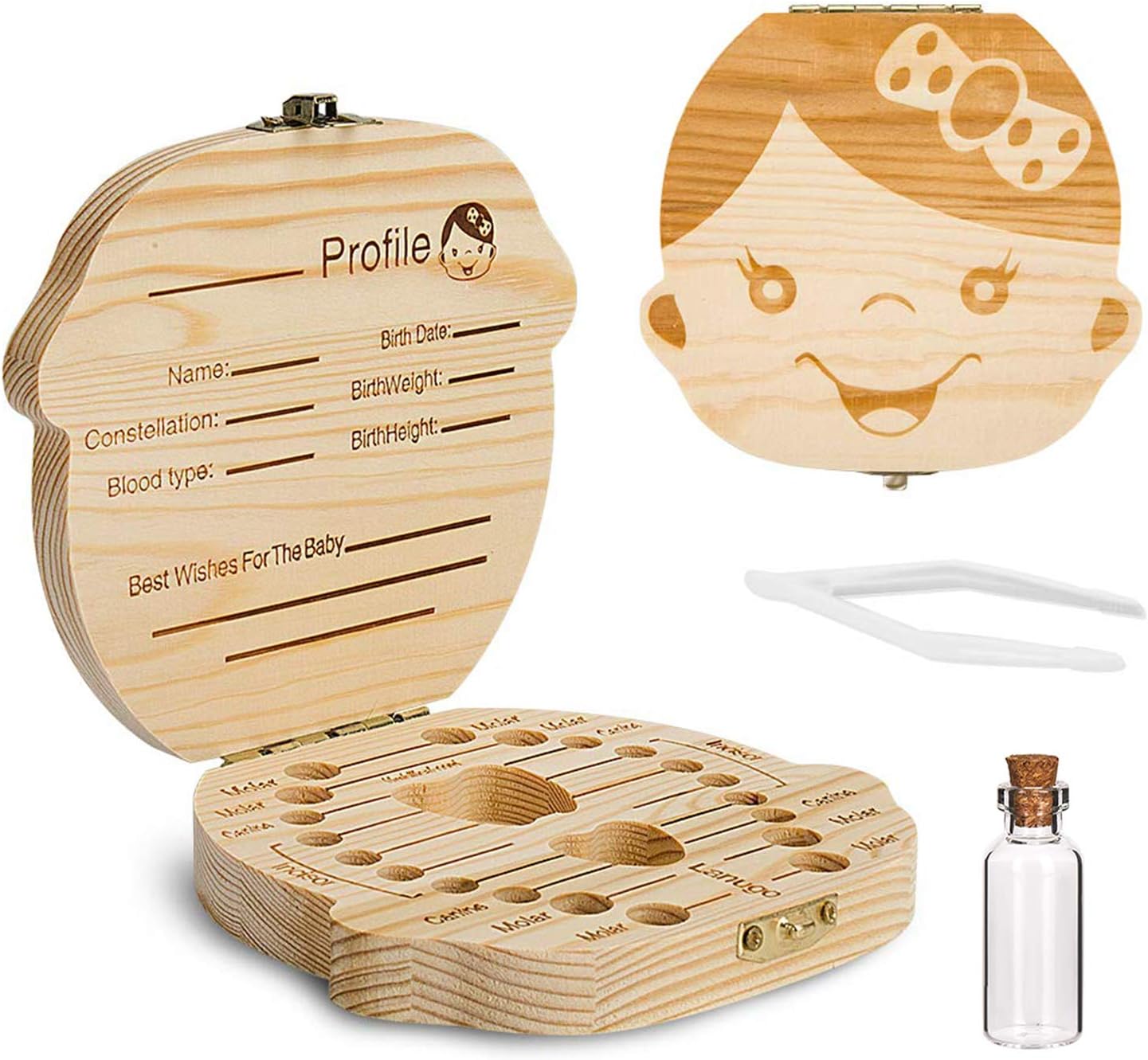 Comius Sharp Wooden Baby Tooth Box, Cute Children Tooth Storage ...