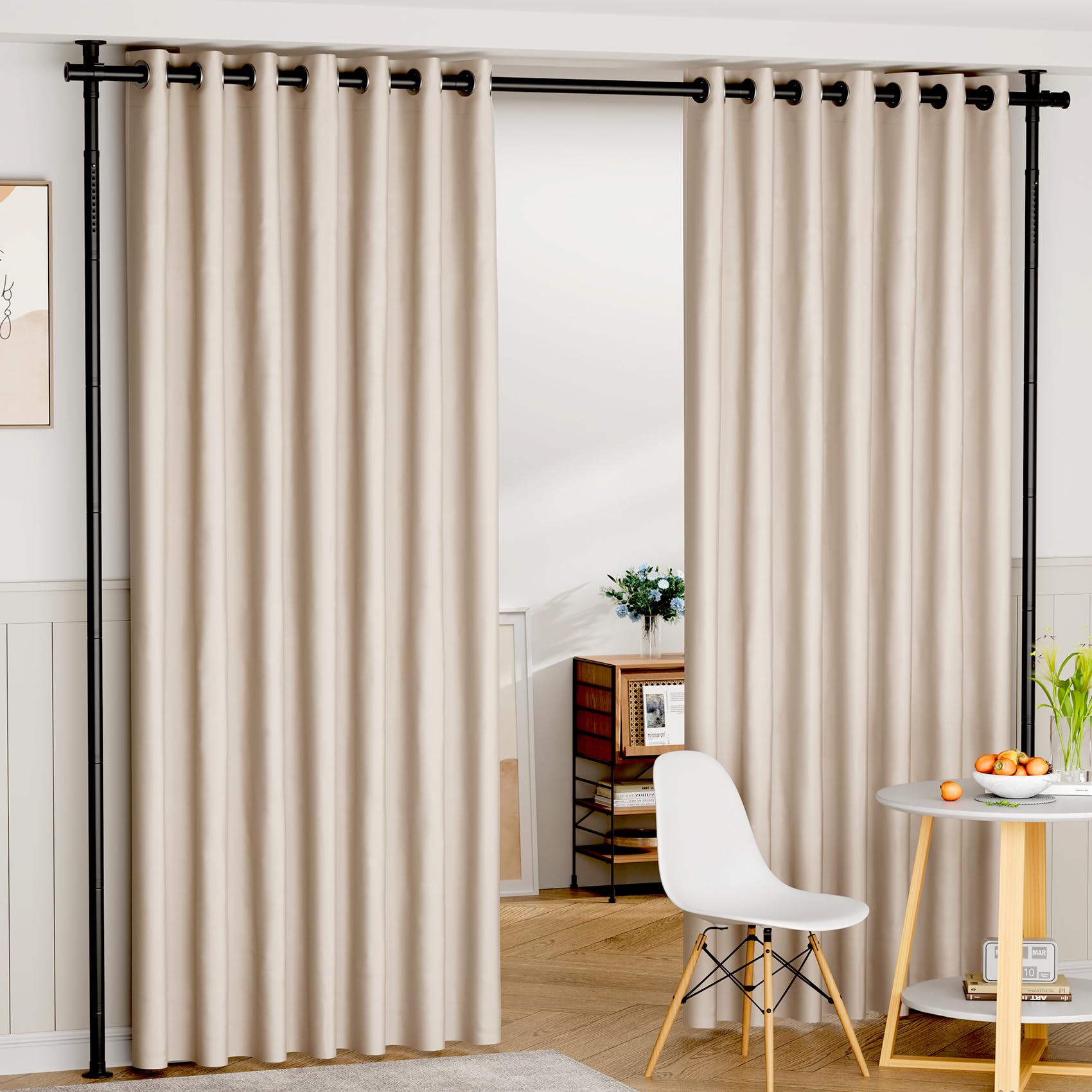 Mr IRONSTONE Room Divider Curtain Rod, No Drilling Partition Room ...