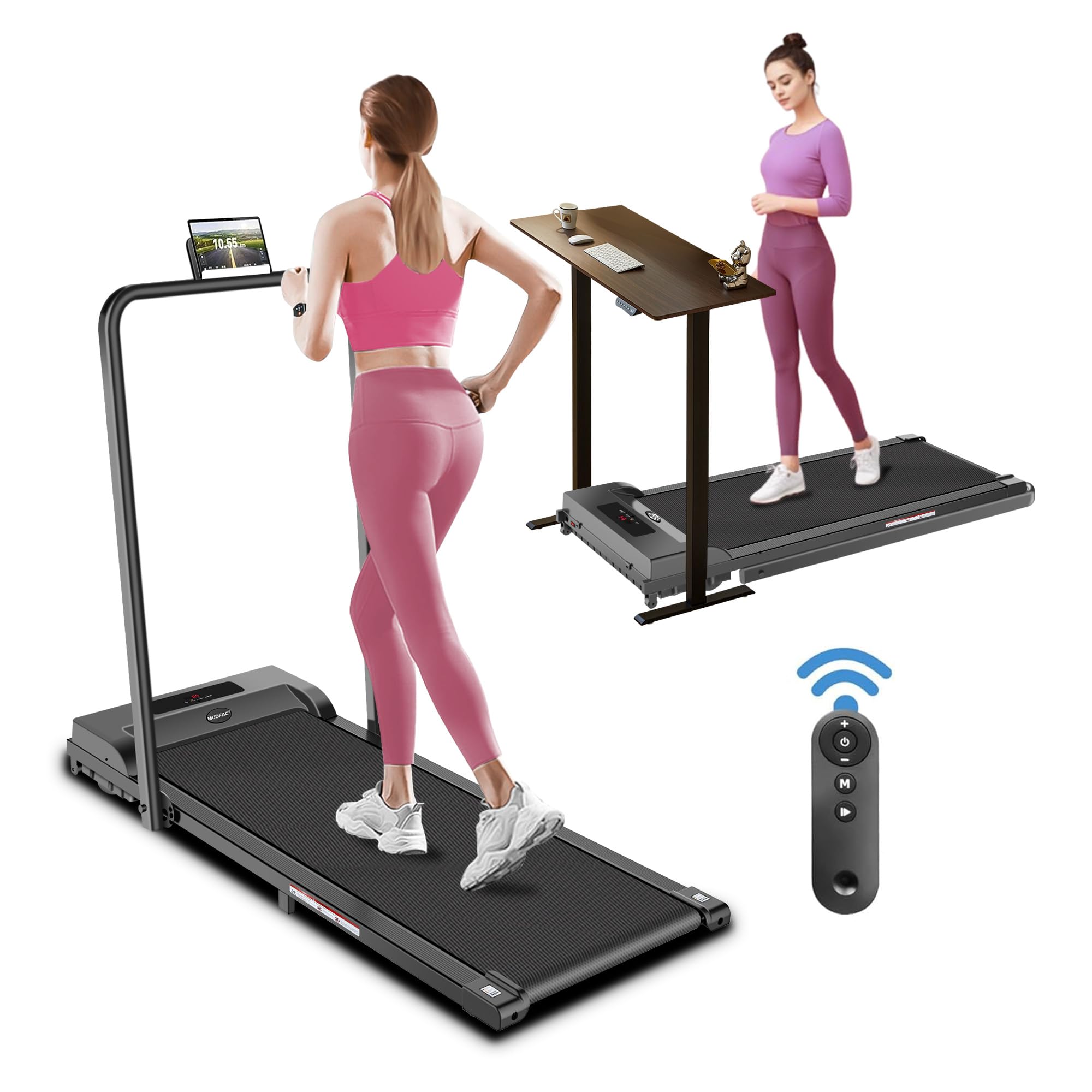 Walking Pad Treadmill with Handle Bar,2.5HP Under Desk Treadmill,2 in 1 ...