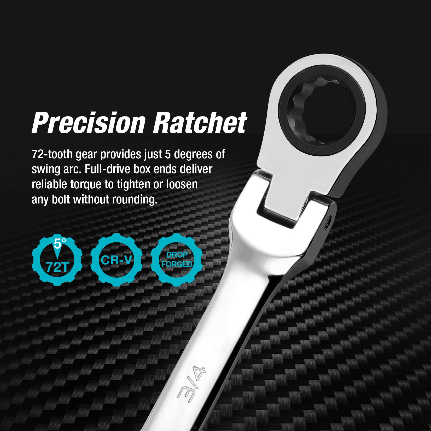 Mua DURATECH Extra Long Flex-Head Ratcheting Wrench Set, Double Box End Wrench Set, 5-Piece, SAE ...